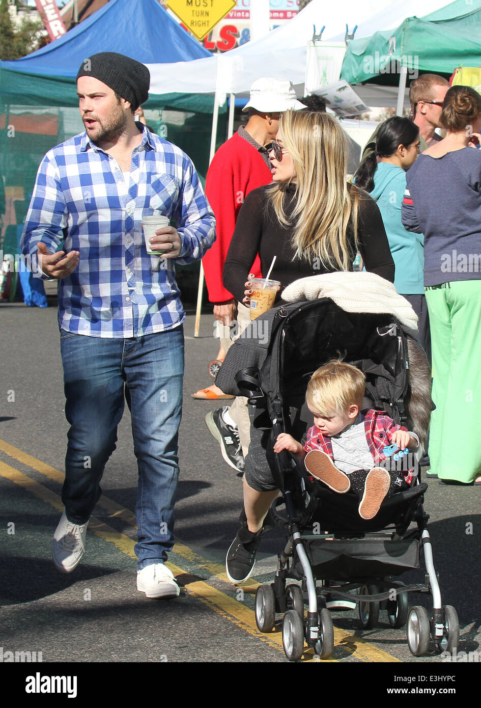 Celebrities visit the Studio City farmers market Featuring: Hilary Duff ...