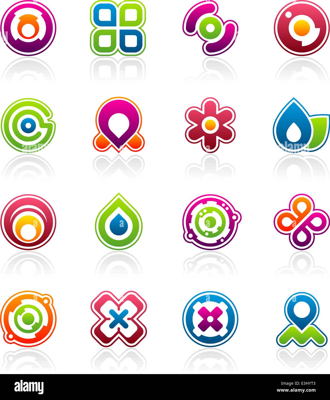 Set of 16 colorful abstract design elements and graphics Stock Vector ...