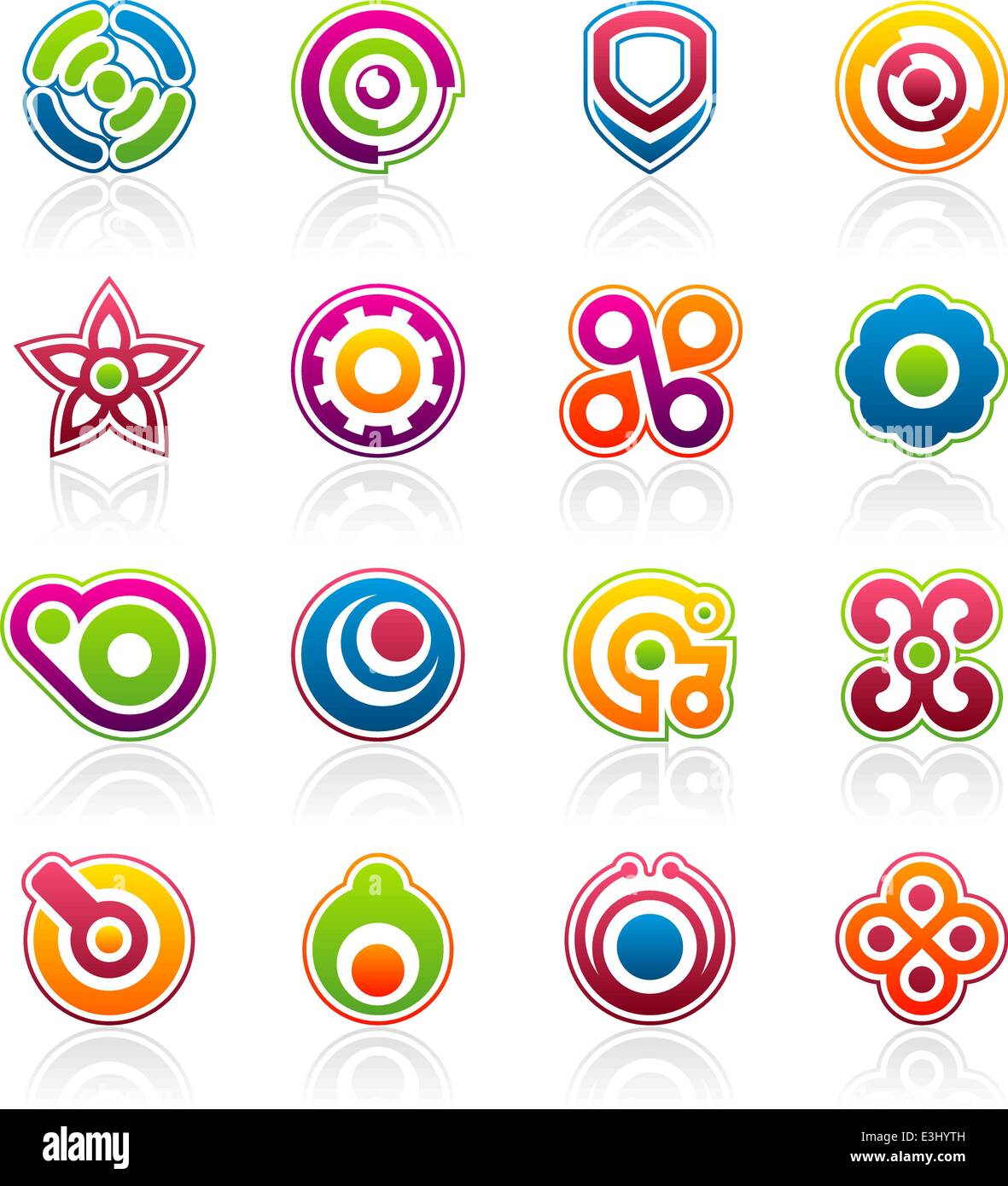 Set of 16 colorful abstract design elements and graphics Stock Vector ...