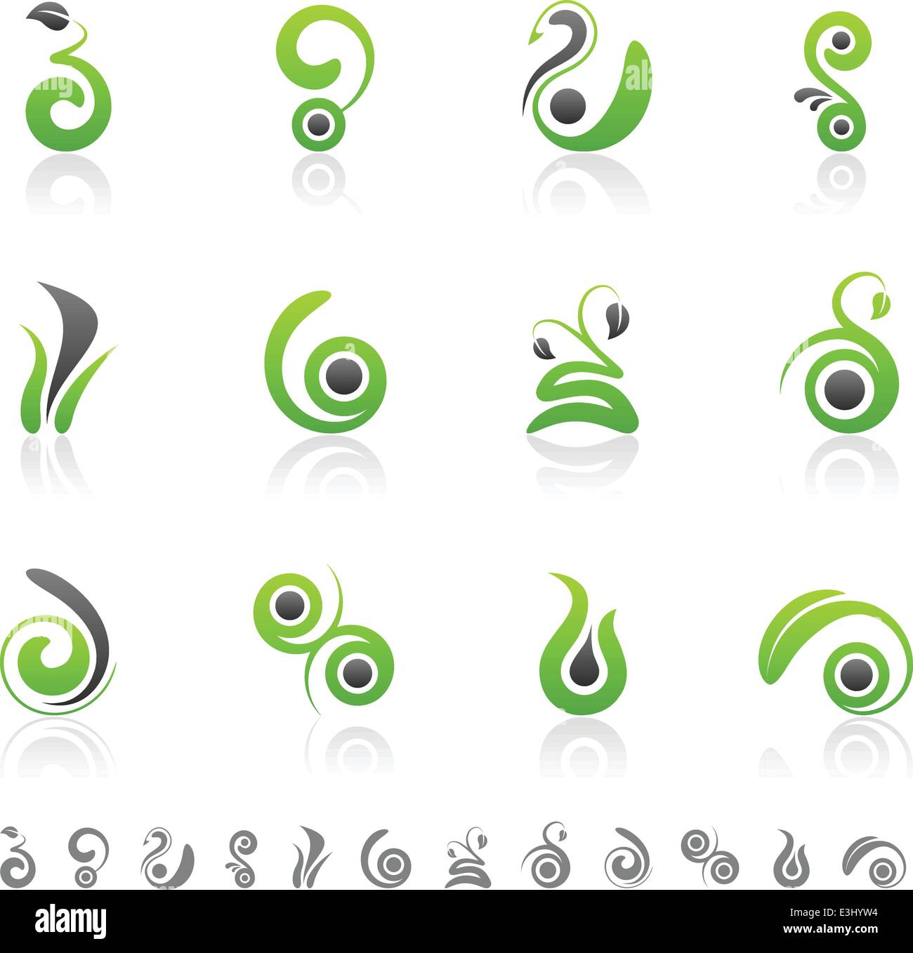 Set of 12 abstract green icons and graphics Stock Vector Image & Art ...