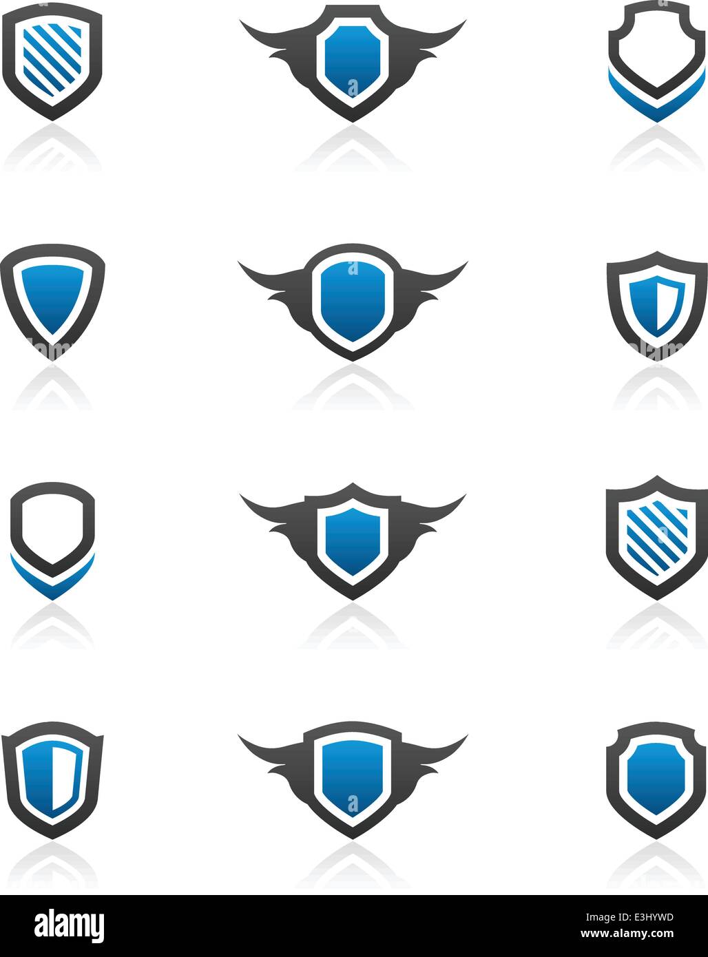 Set of 12 shield emblem design elements and graphics Stock Vector Image ...