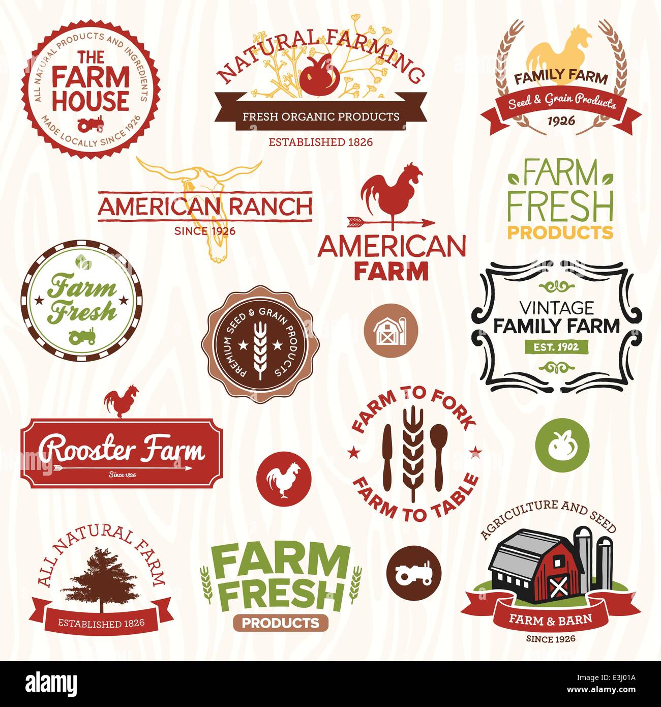 Set of vintage and modern farm labels and designs Stock Vector Image ...