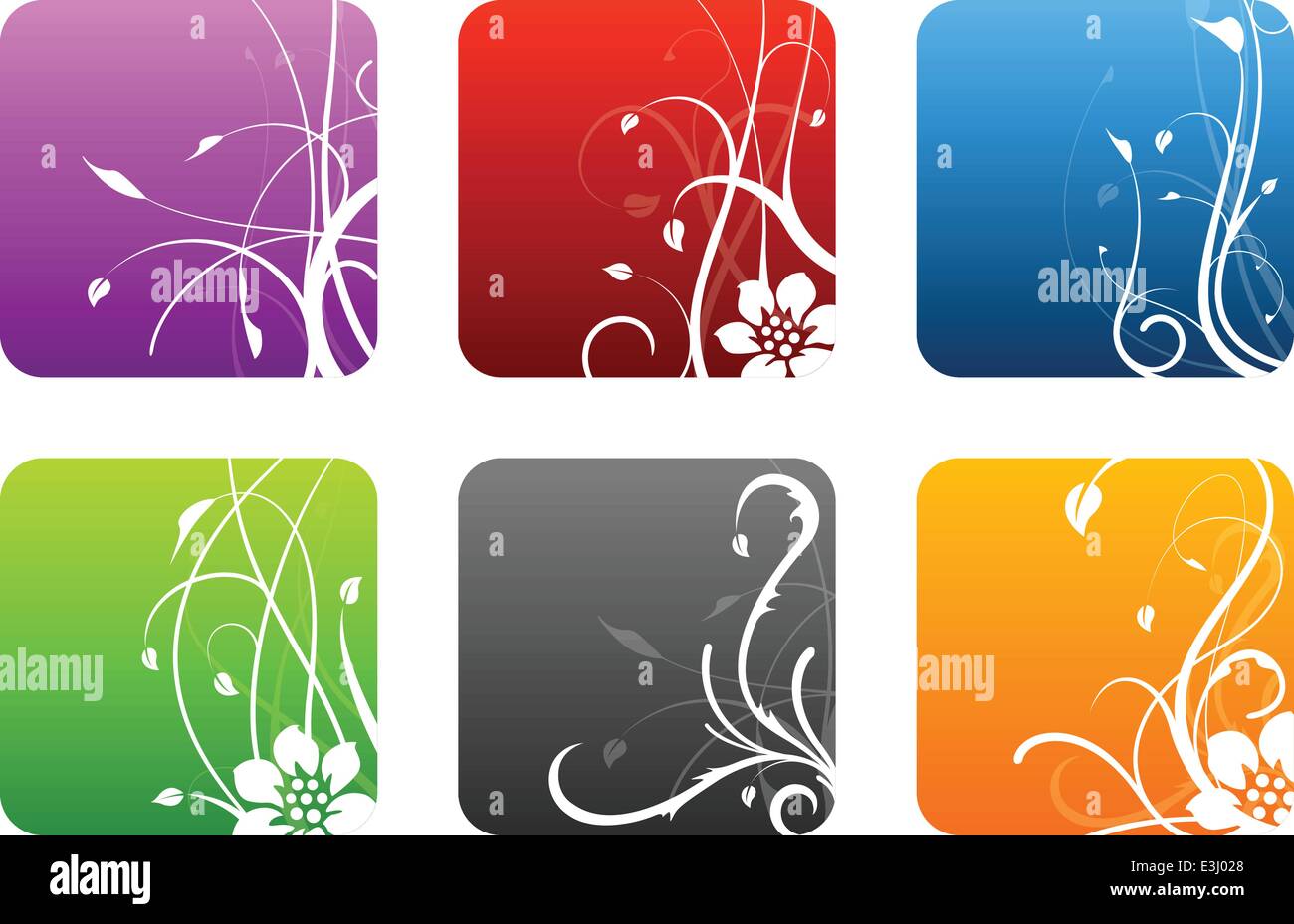 Set of 6 colored floral design squares Stock Vector Image & Art - Alamy