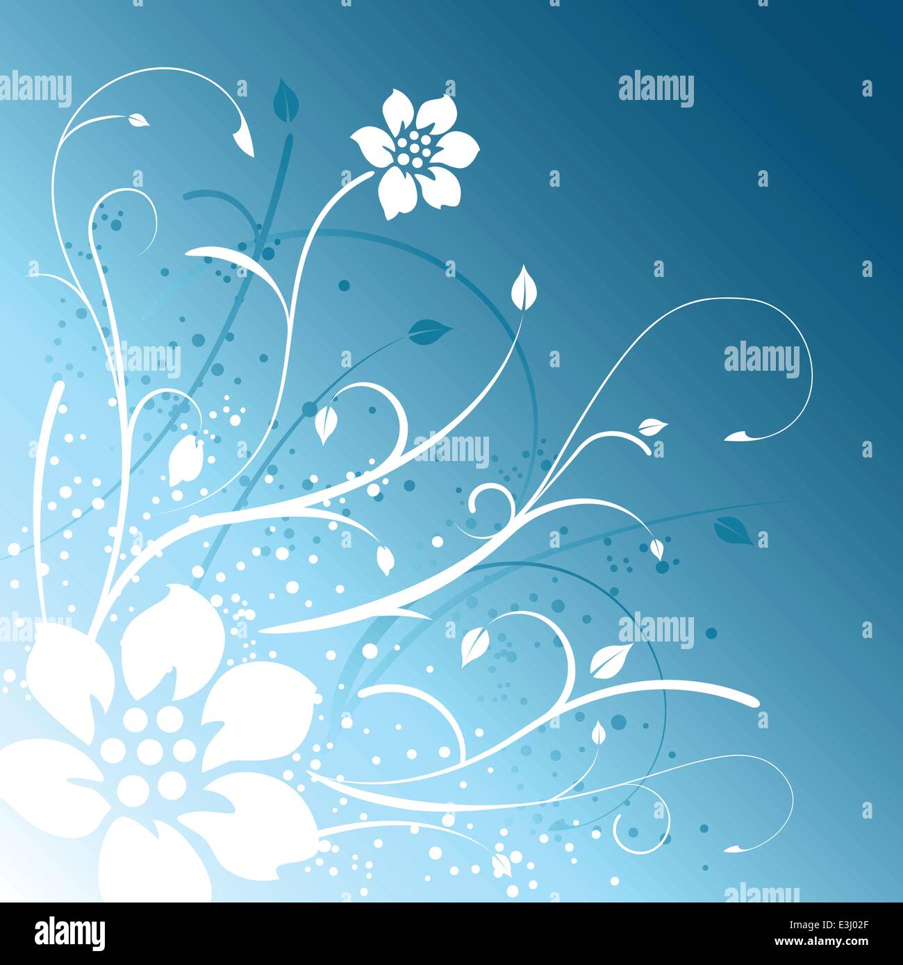 Floral and leaf design on blue gradient background Stock Vector Image ...