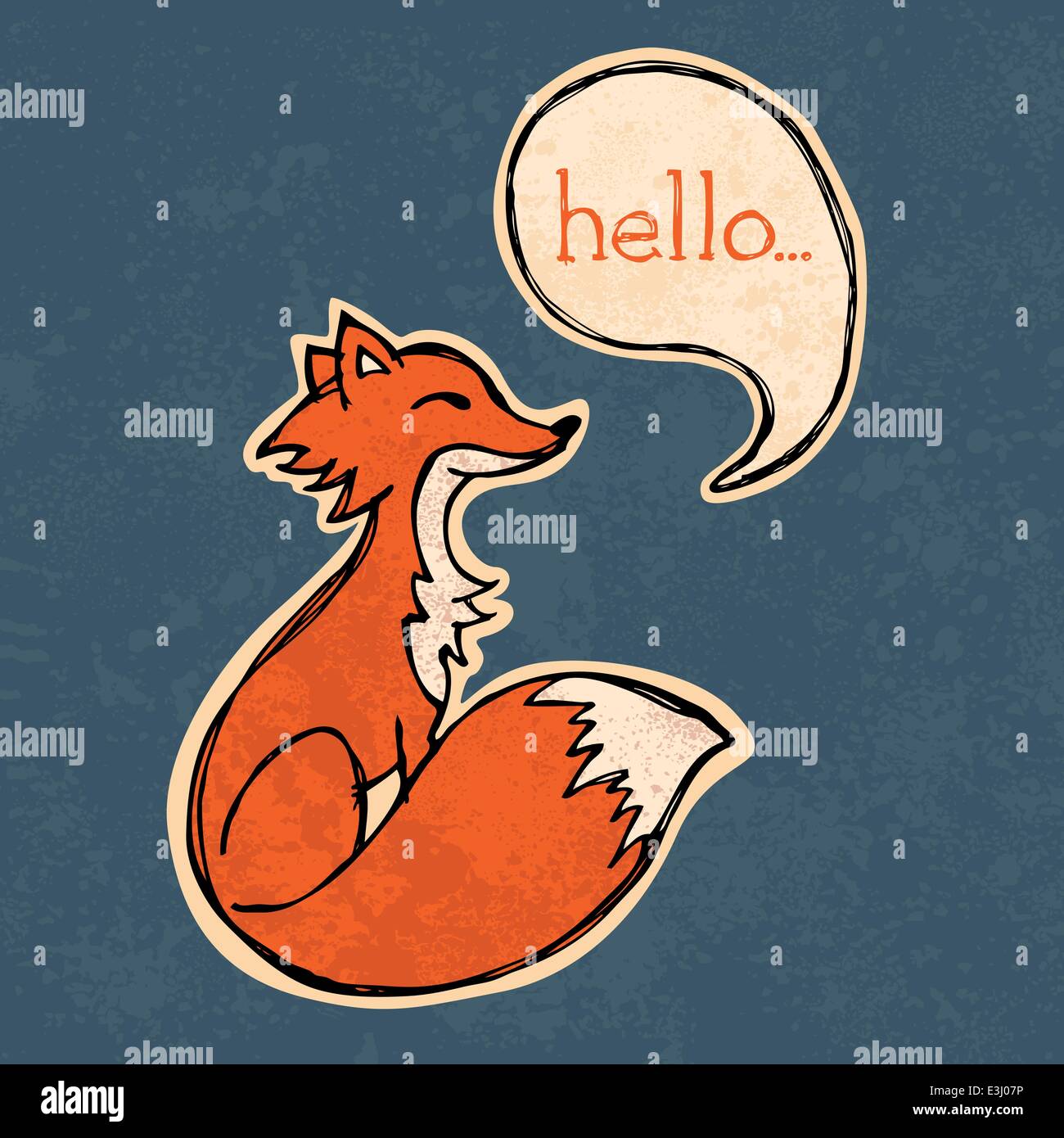 Illustrated fox drawing with text and texture Stock Vector Image & Art ...