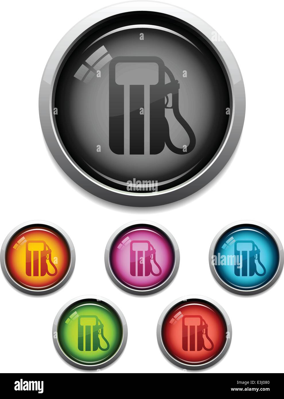 Glossy fuel pump button icon set in 6 colors Stock Vector Image & Art ...