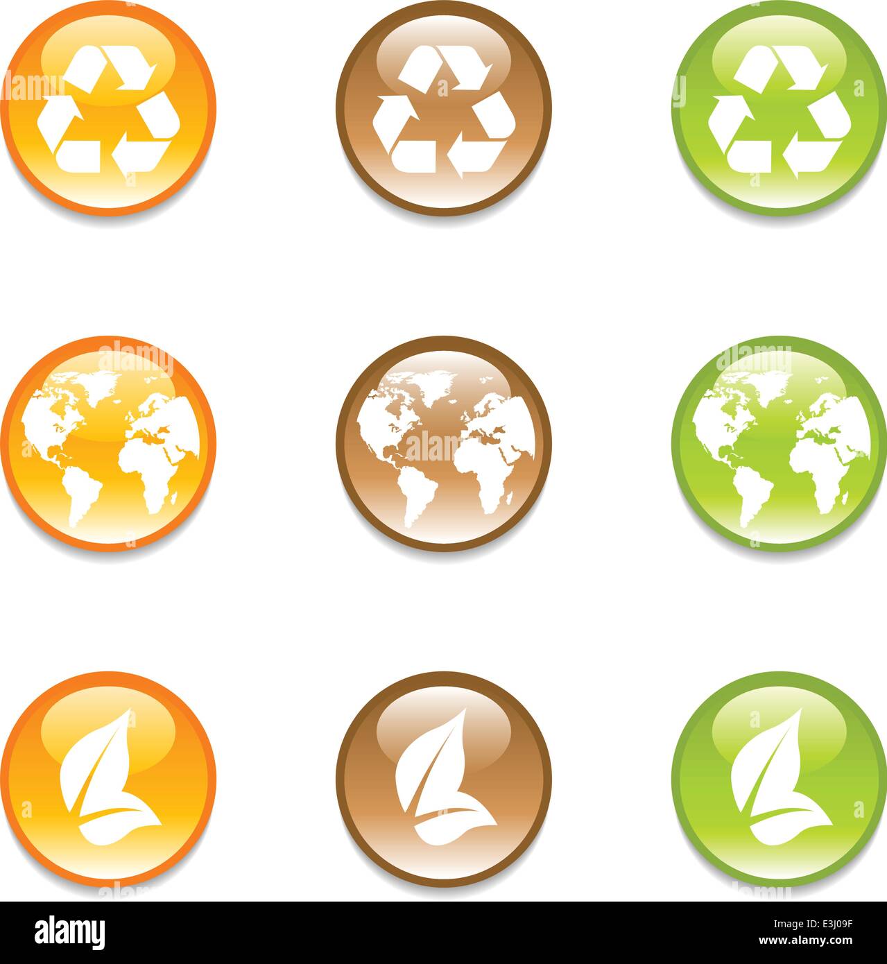 Set of recycling earth icons in 3 colors Stock Vector Image & Art - Alamy