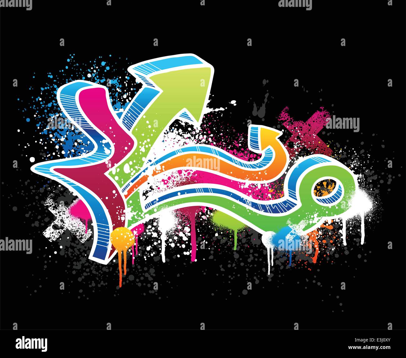 Colorful graffiti sketch with grunge paint splatter Stock Vector Image ...