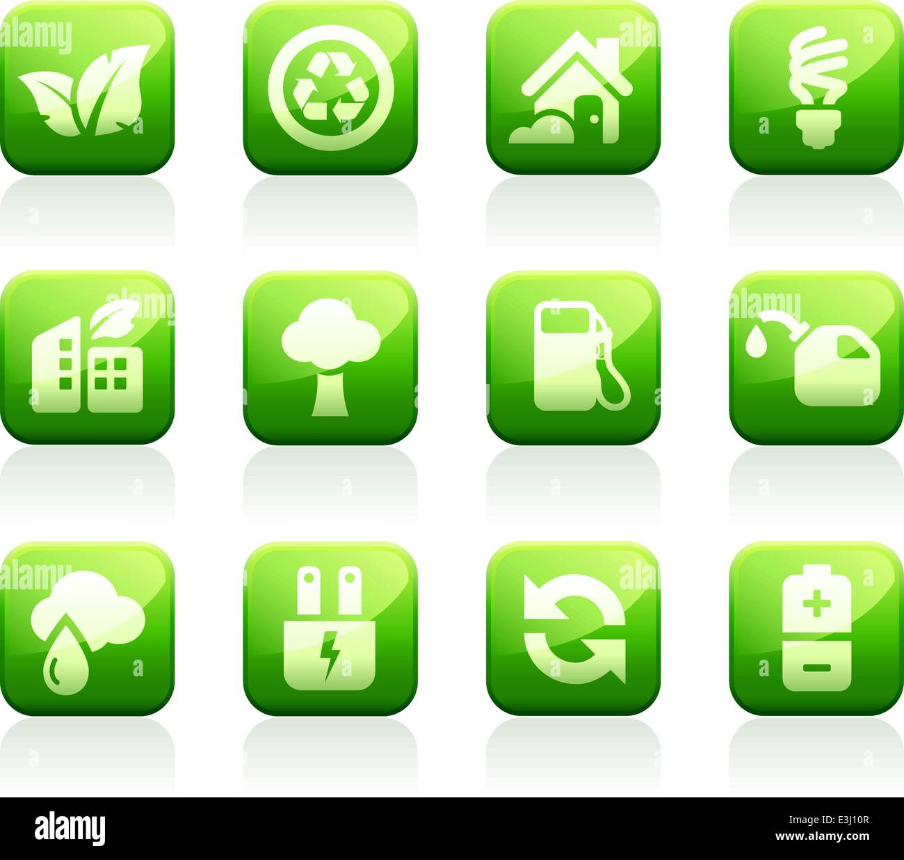 Set of 12 glossy green environmental icons Stock Vector Image & Art - Alamy