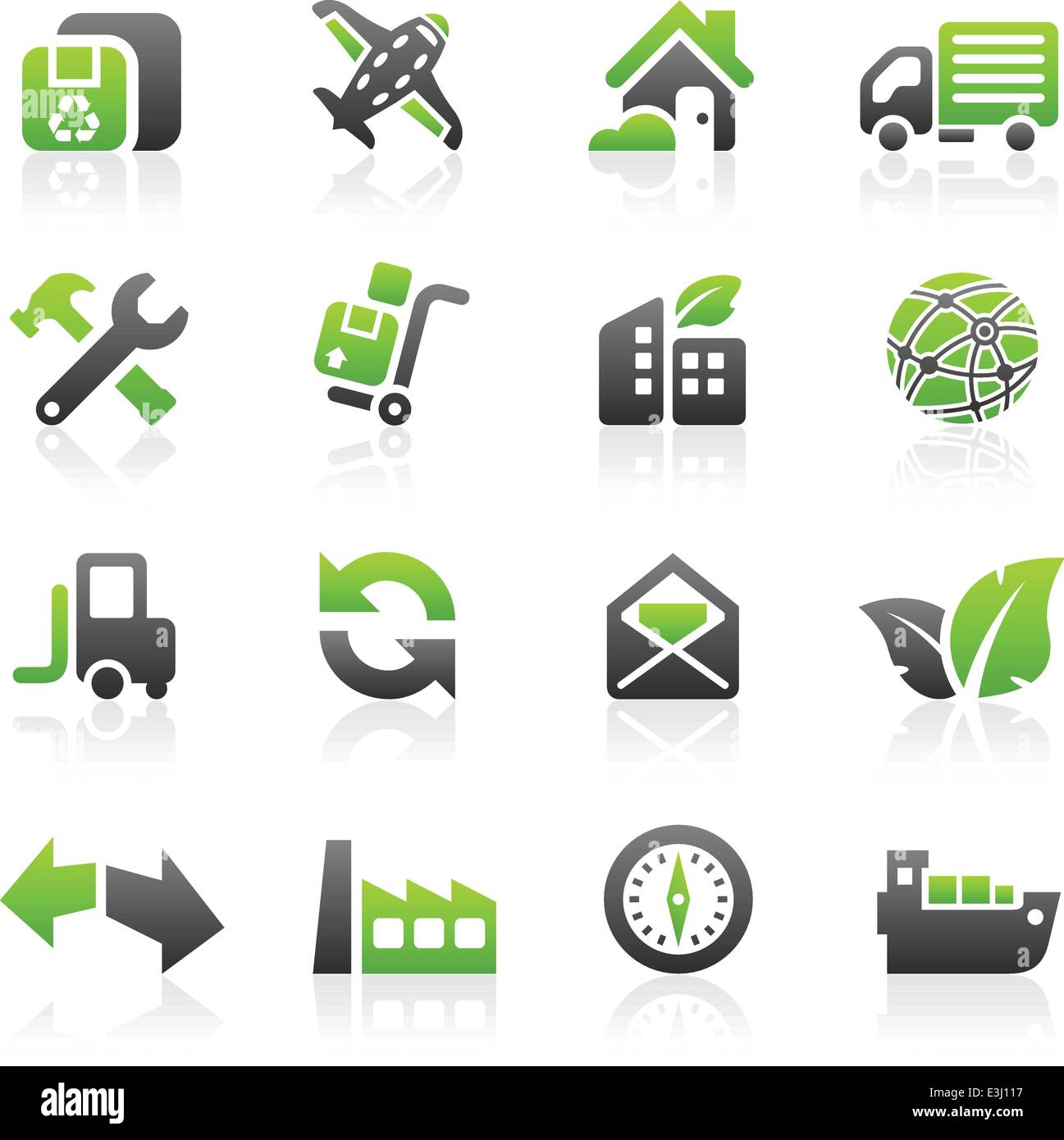 Set of 16 environmental green shipping and freight icons Stock Vector ...