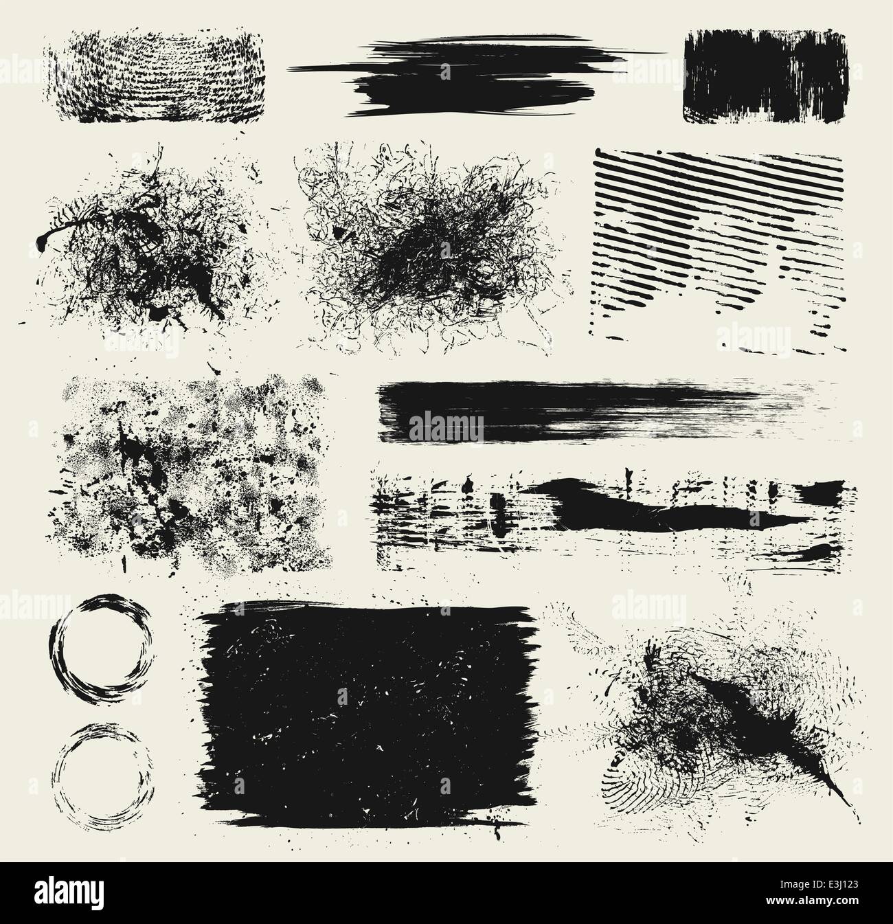 Set of grunge paint splatters and scratched elements Stock Vector Image ...