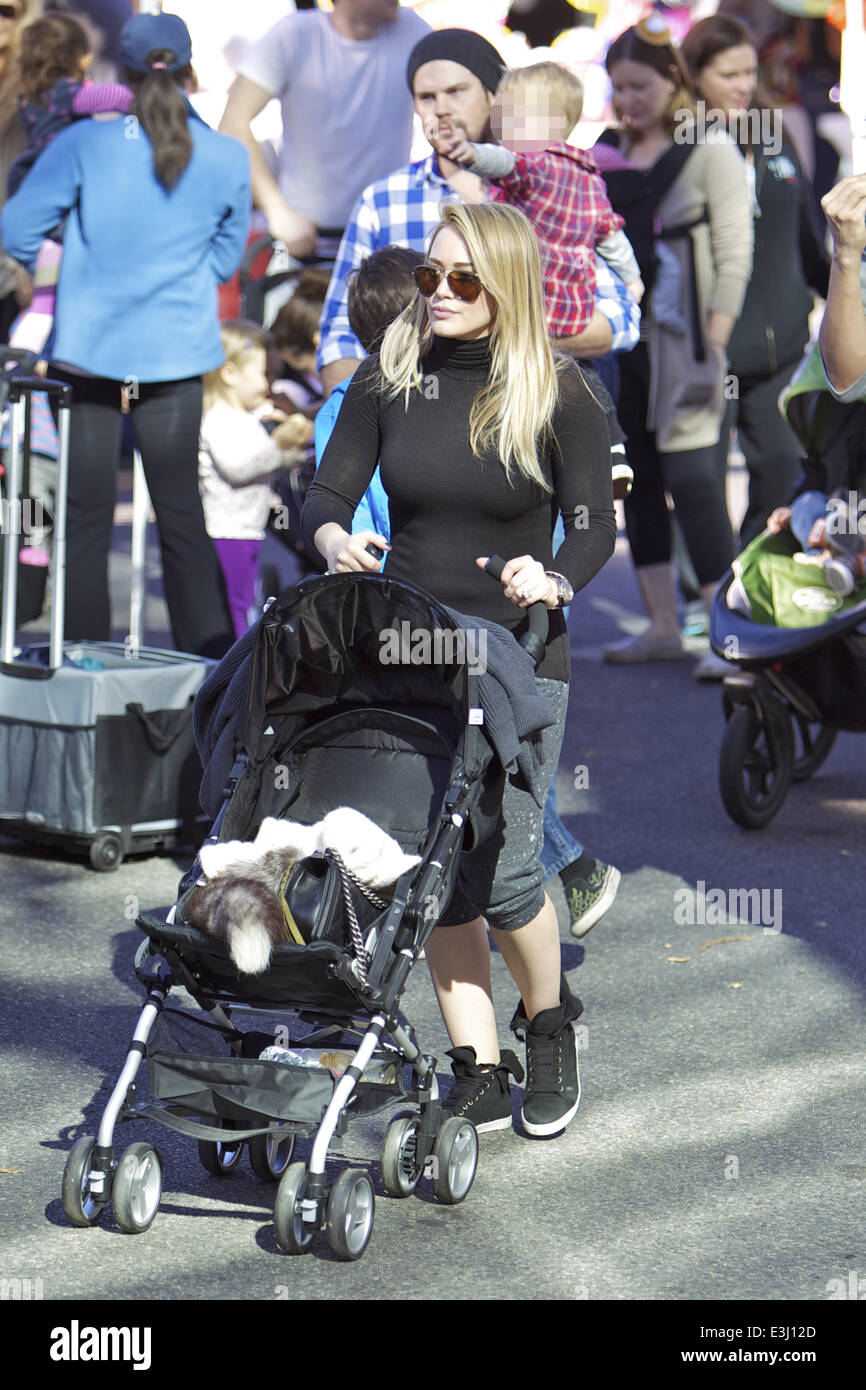 Celebrities visit the Studio City farmers market Featuring: Hilary Duff,Mike Comrie,Luca Comrie ...
