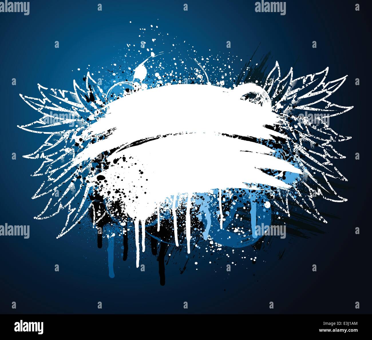 Black and blue grunge paint splatter design with wings Stock Vector ...