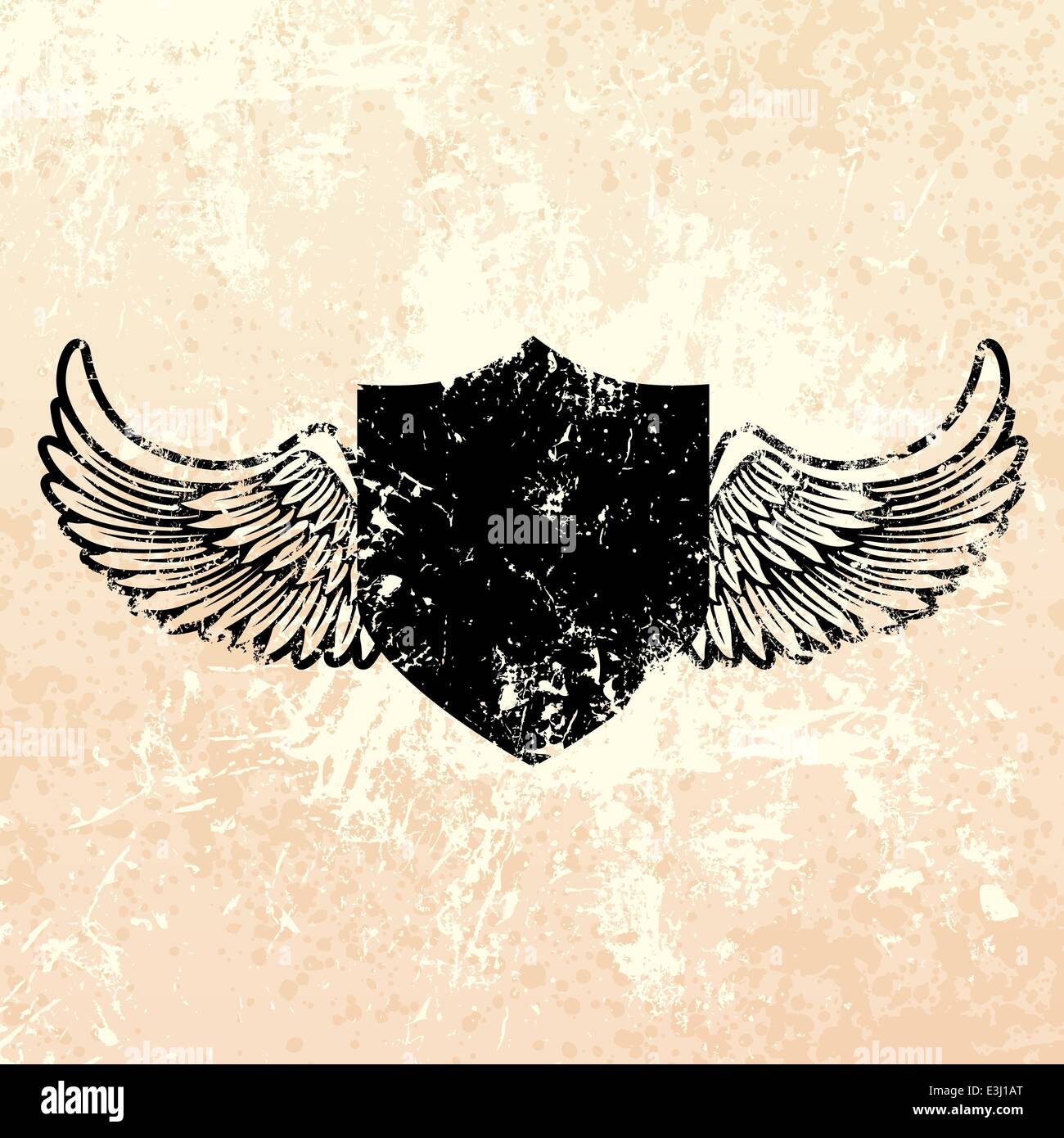 Black grunge shield emblem with paint splatter background Stock Vector ...