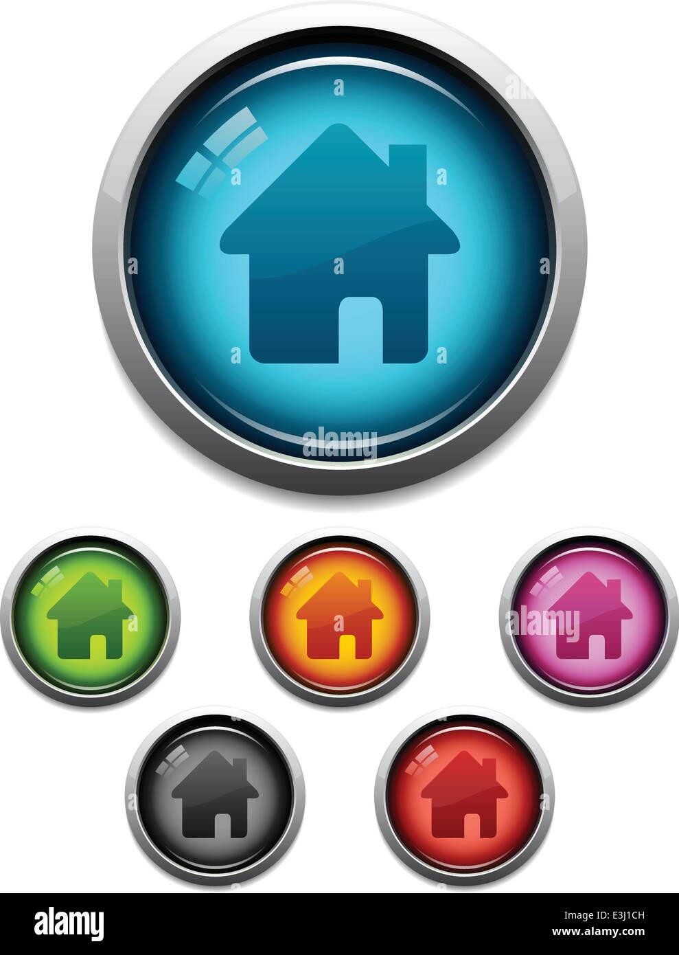 Glossy home button icon set in 6 colors Stock Vector Image & Art - Alamy