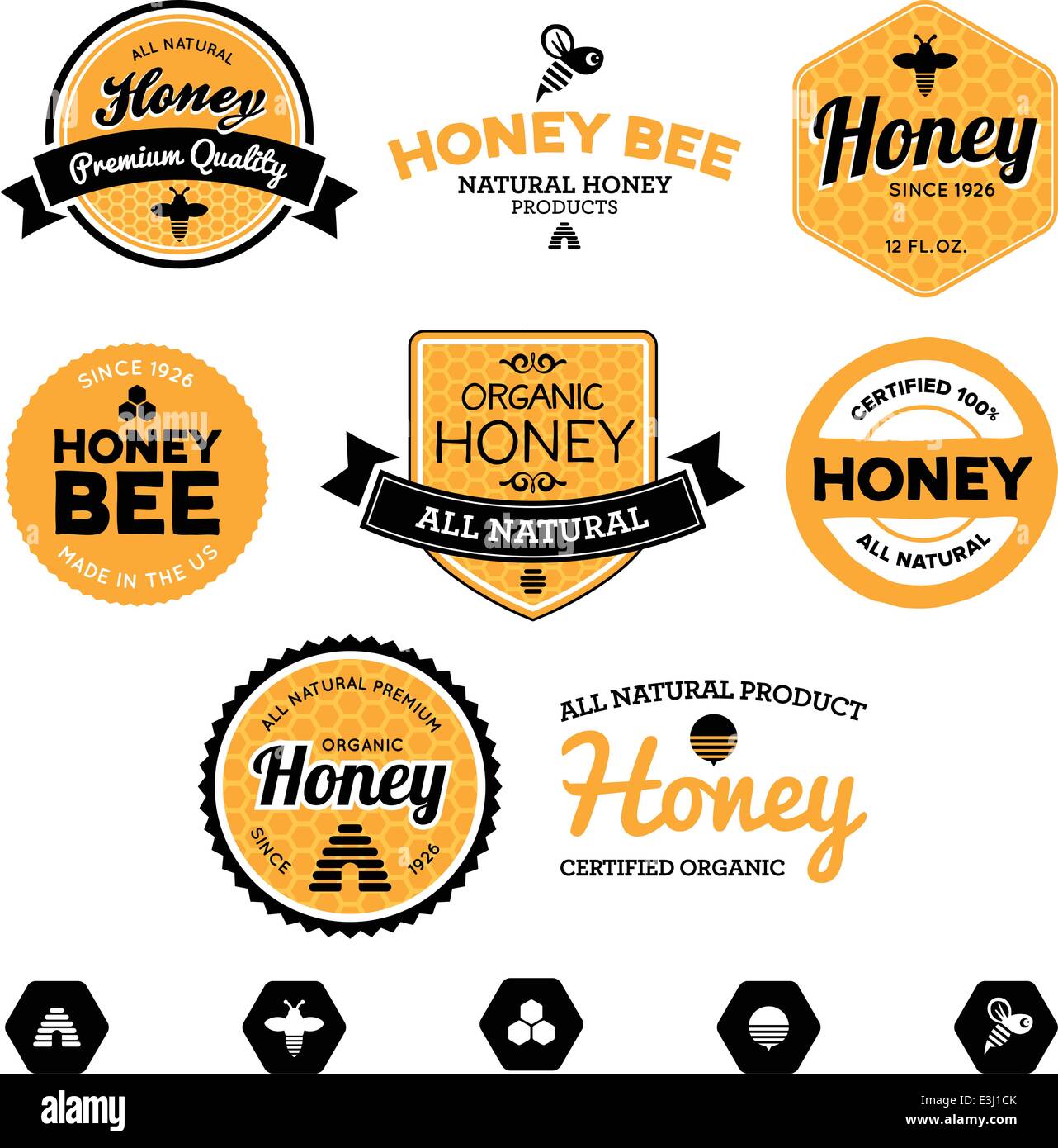 Set of honey and bee labels for honey products Stock Vector Image & Art ...