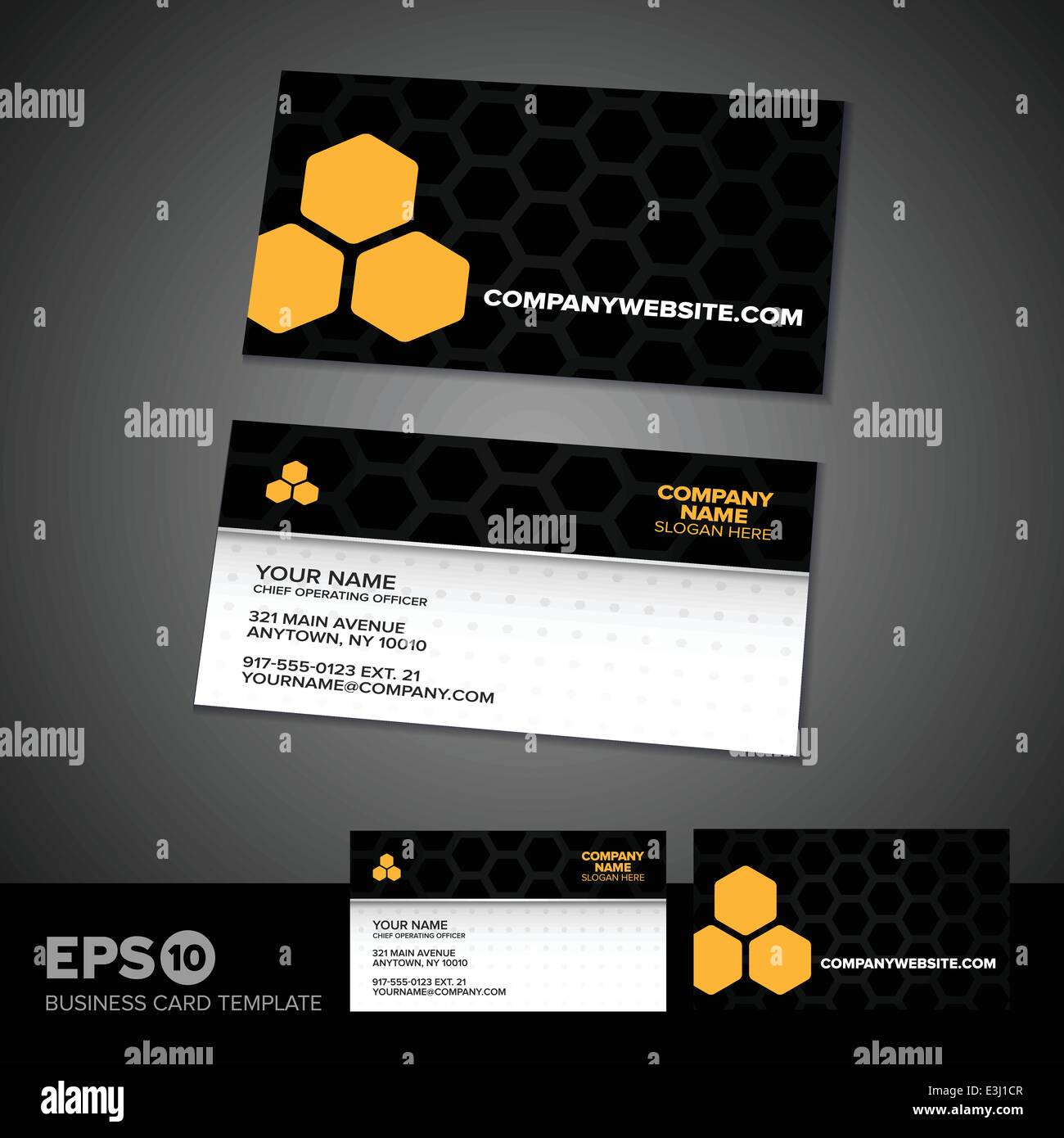 Honey comb science business card template with light textured front ...