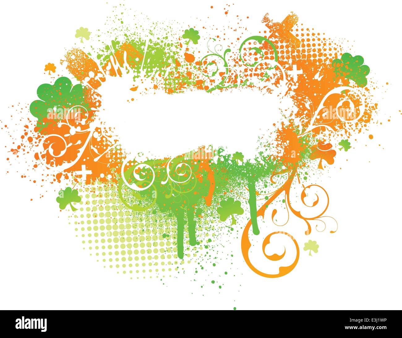 Irish themed floral grunge paint splatter background Stock Vector Image ...