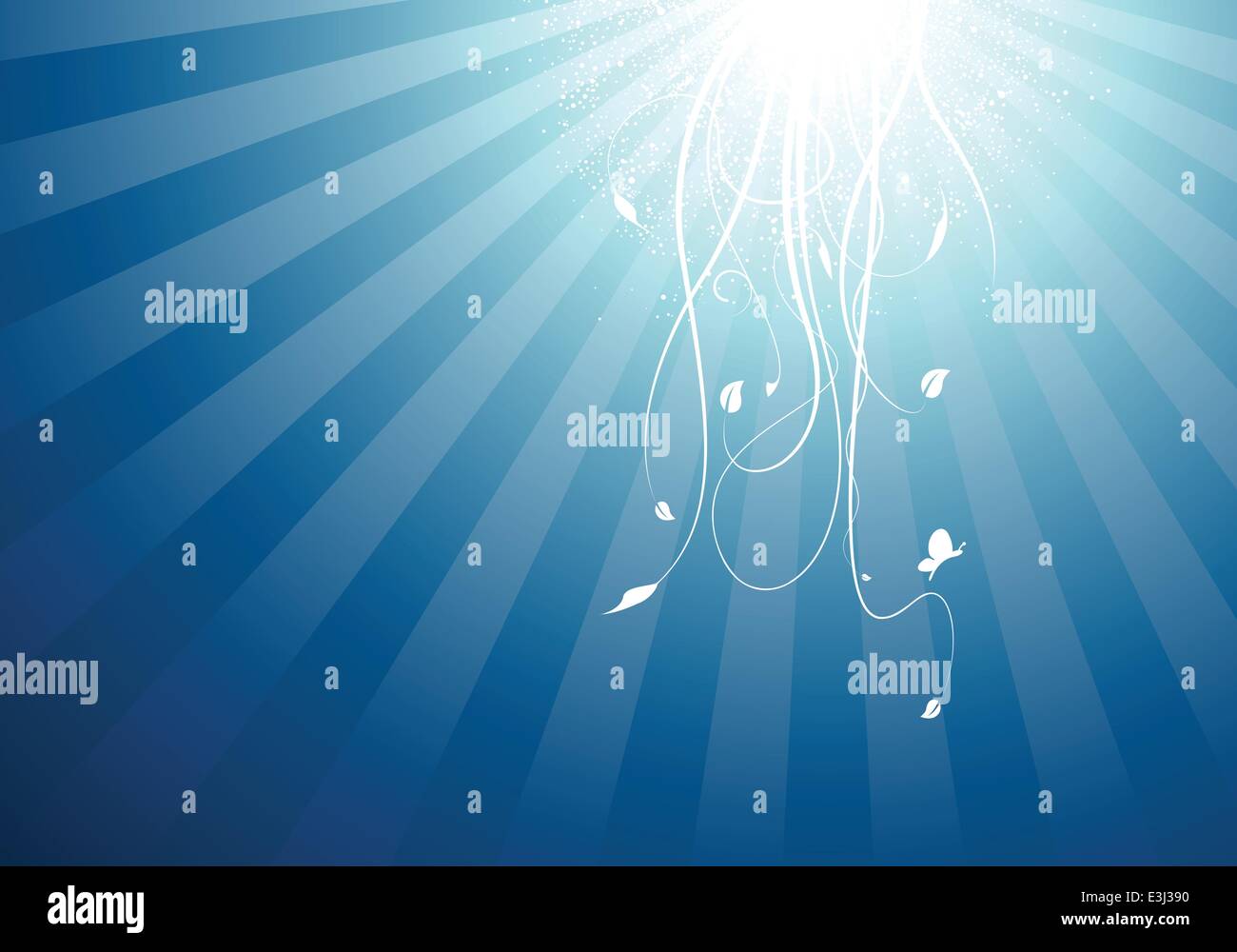 Floral vine plant on blue light burst background Stock Vector Image ...