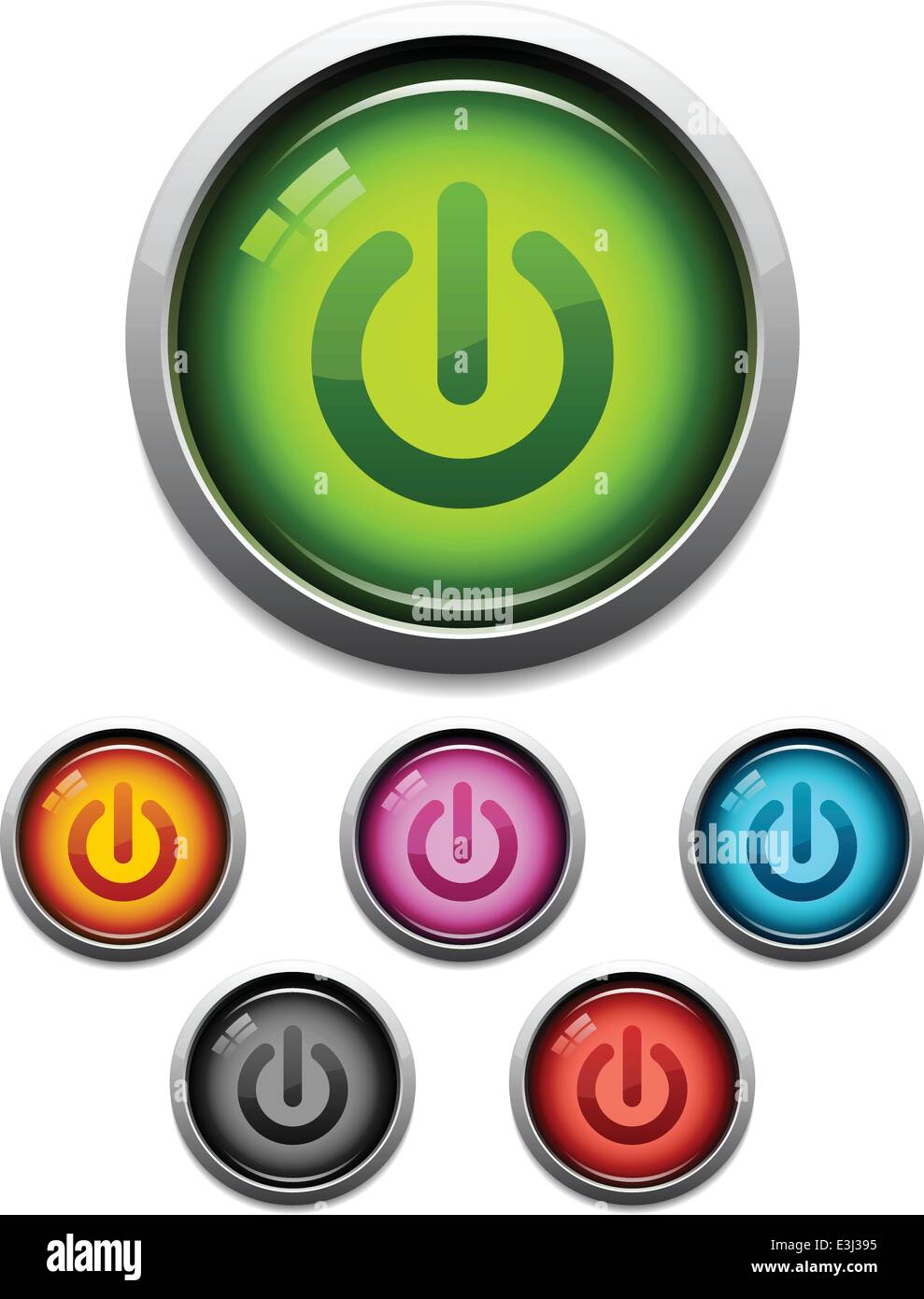 Glossy power button icon set in 6 colors Stock Vector Image & Art - Alamy