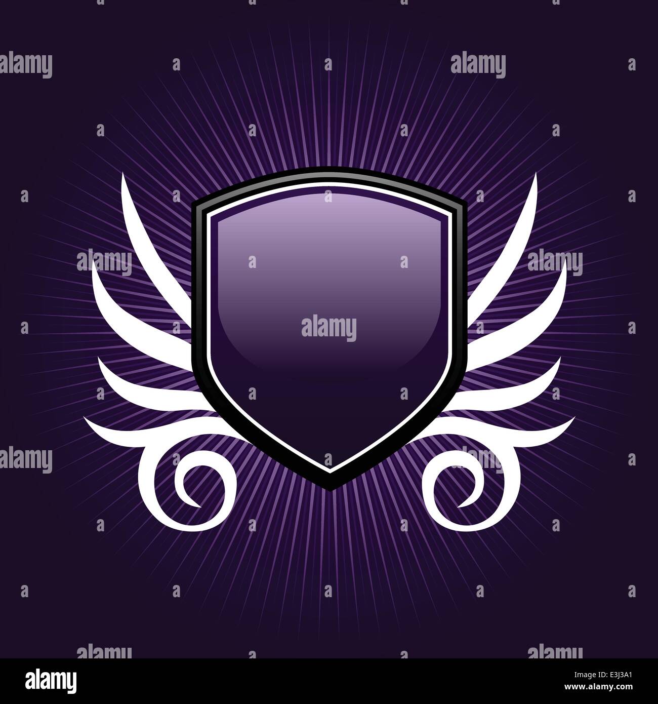 Purple glossy shield emblem on starburst background Stock Vector Image ...