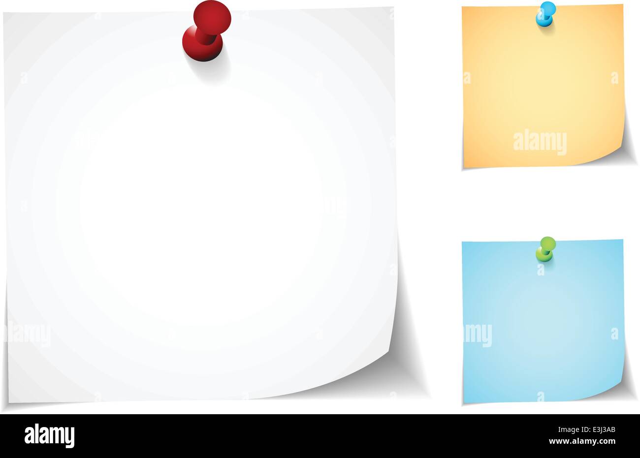 Push pin notes in three colors of each note and pin Stock Vector Image ...