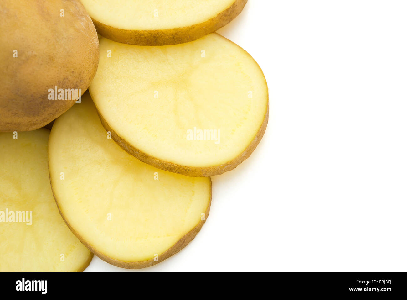 slices of potato on white with clipping path Stock Photo - Alamy