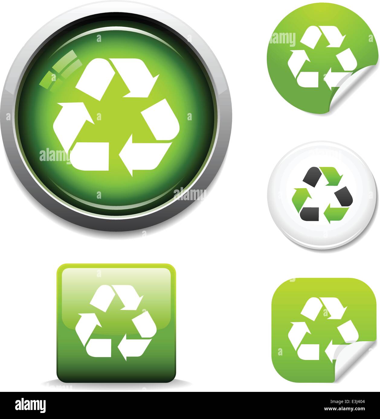Recycle symbol button and sticker icon set Stock Vector Image & Art - Alamy