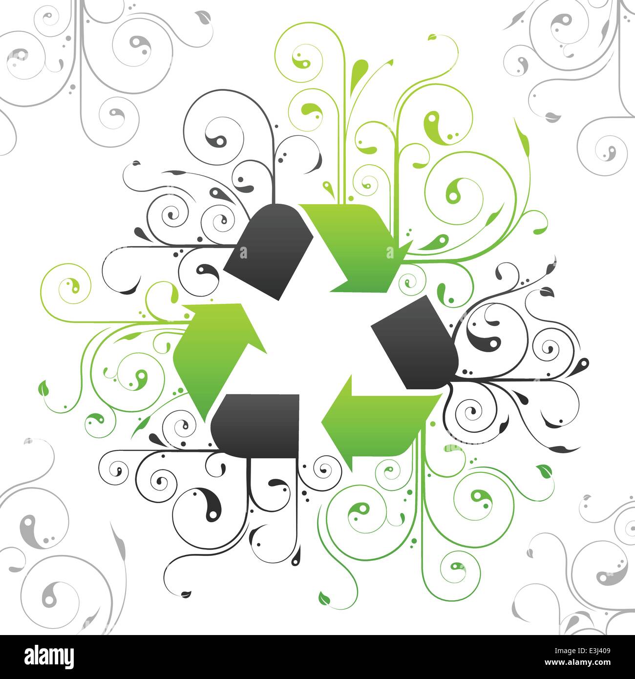 Abstract floral green recycle symbol design illustration Stock Vector ...
