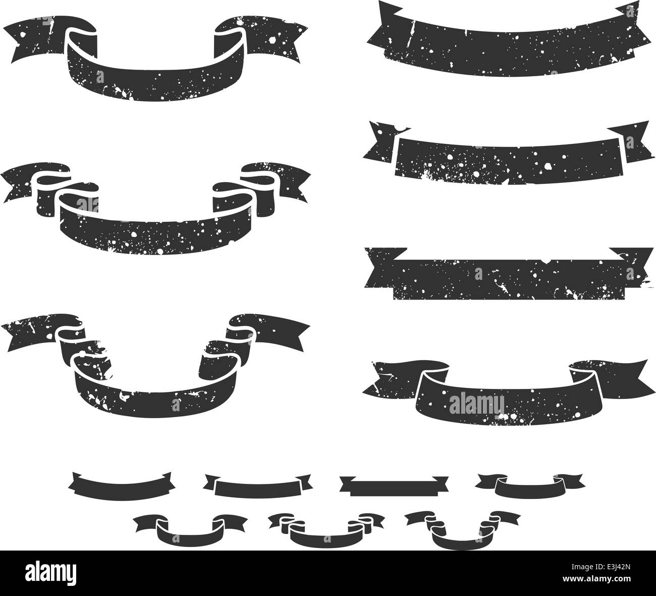 Set of distressed grunge scroll banners, includes non-grunge shapes ...