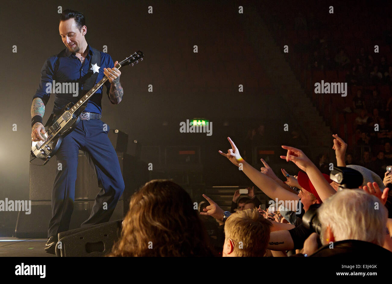 Volbeat performing at Scandinavium in Gothenburg Featuring: Michael ...