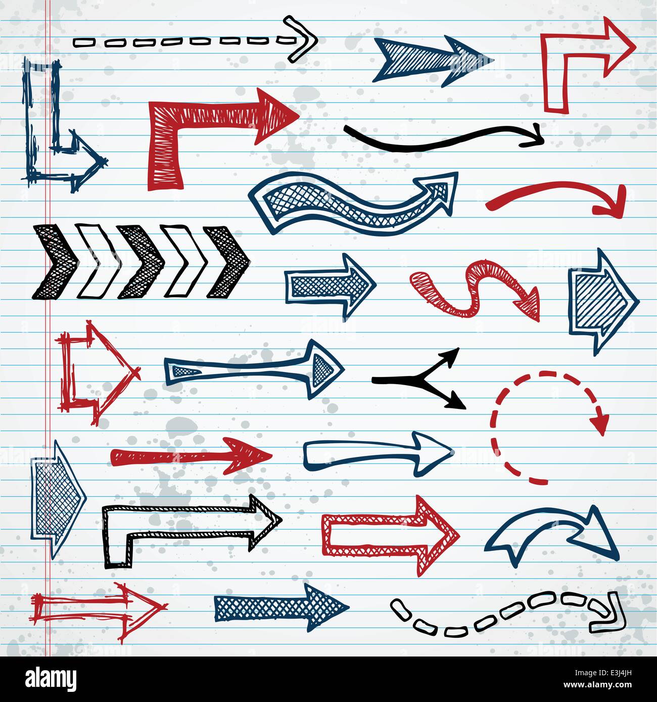 Set of sketched arrow shapes on notepad background Stock Vector Image ...