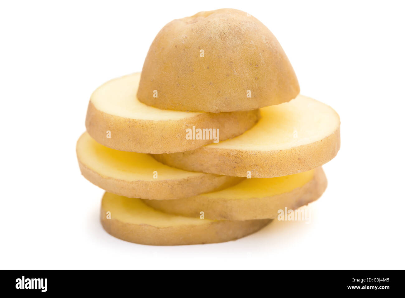 slices of potato stack up on white with clipping path Stock Photo - Alamy