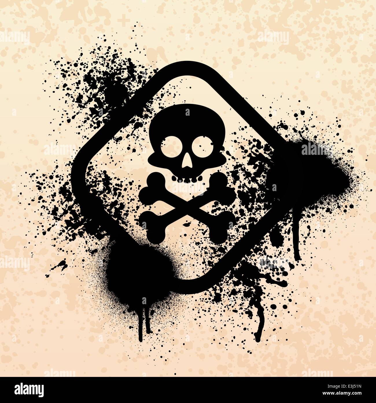 Black grunge skull symbol with paint splatter background Stock Vector ...