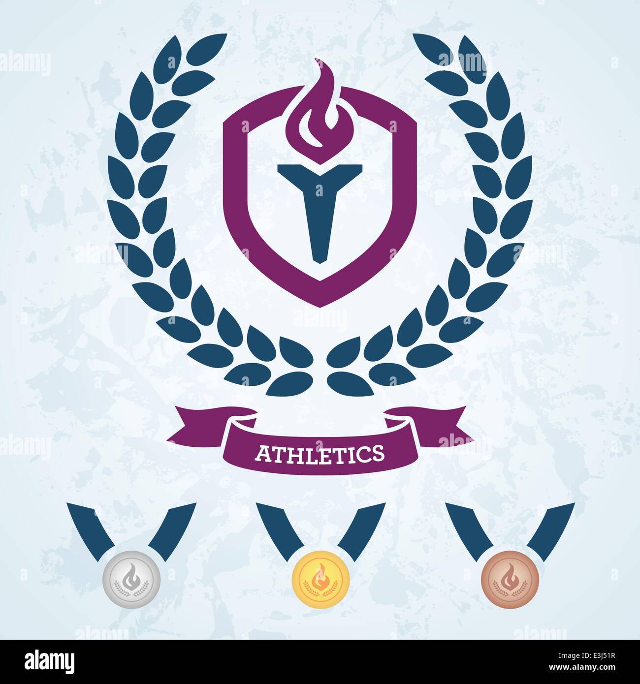 Athletics emblem and medals for competitive events Stock Vector Image ...