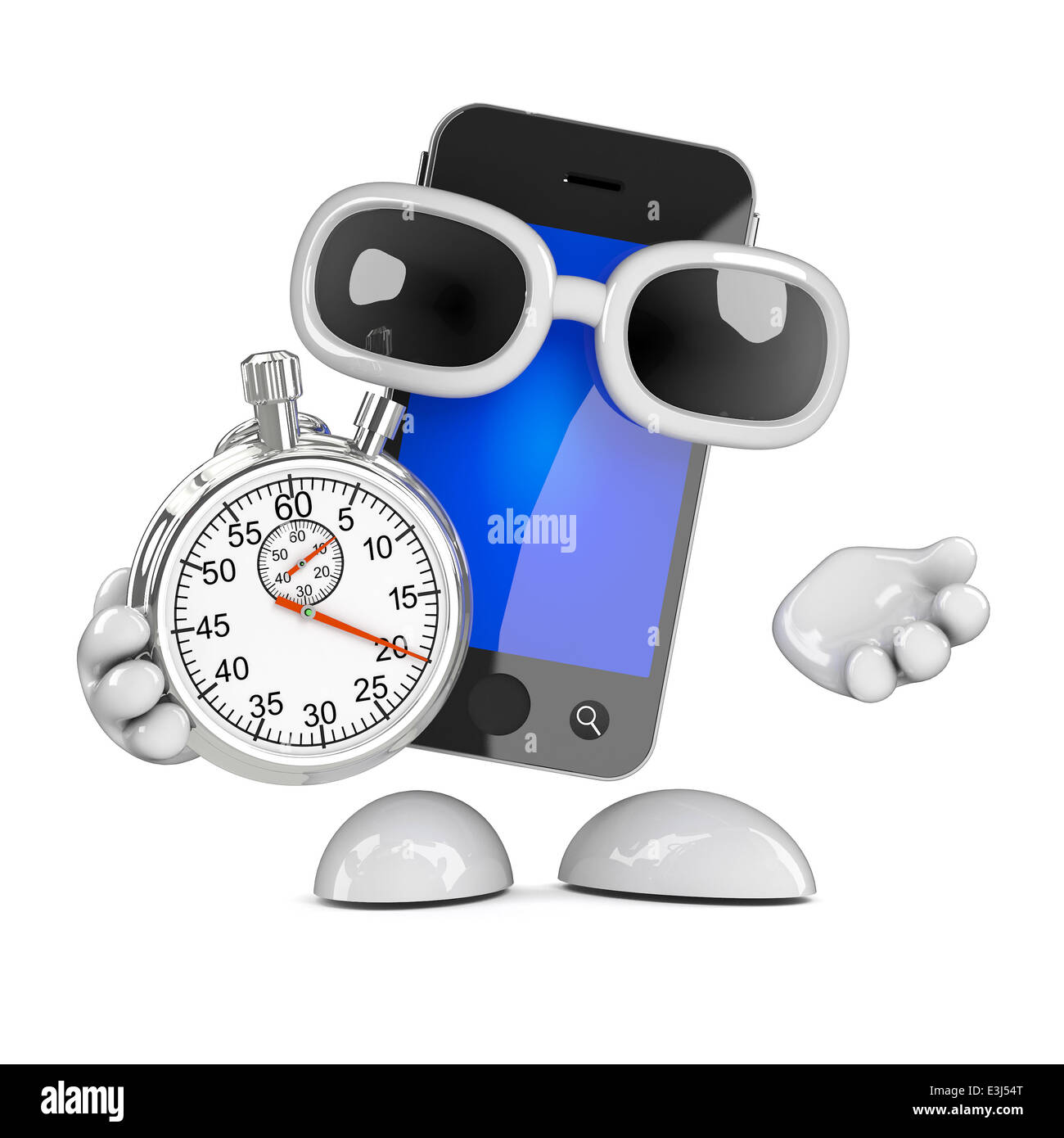 3d render of a smart phone holding a stopwatch Stock Photo - Alamy