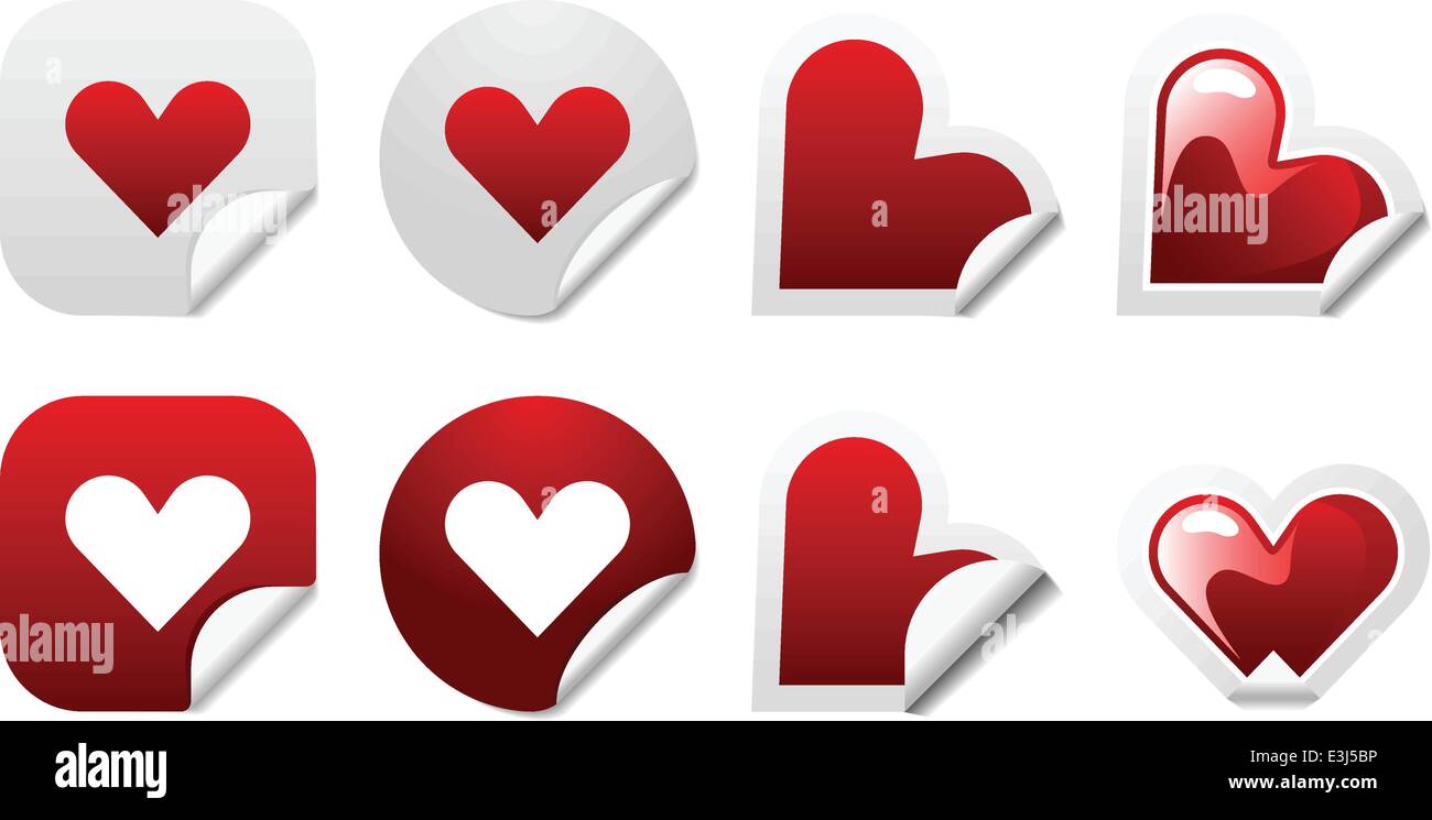Valentine heart sticker icon set Stock Vector Image & Art - Alamy