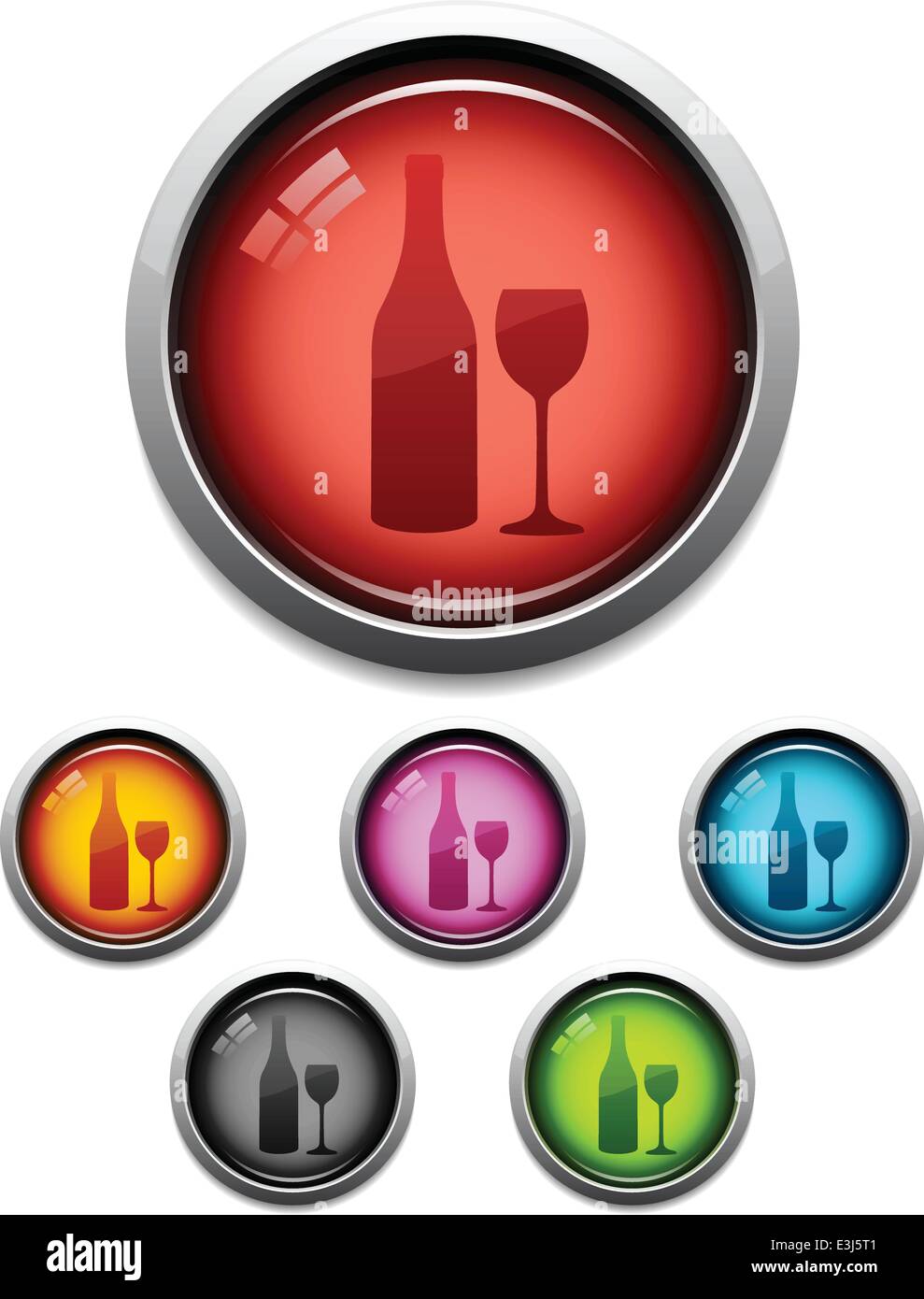 Glossy wine button icon set in 6 colors Stock Vector Image & Art - Alamy