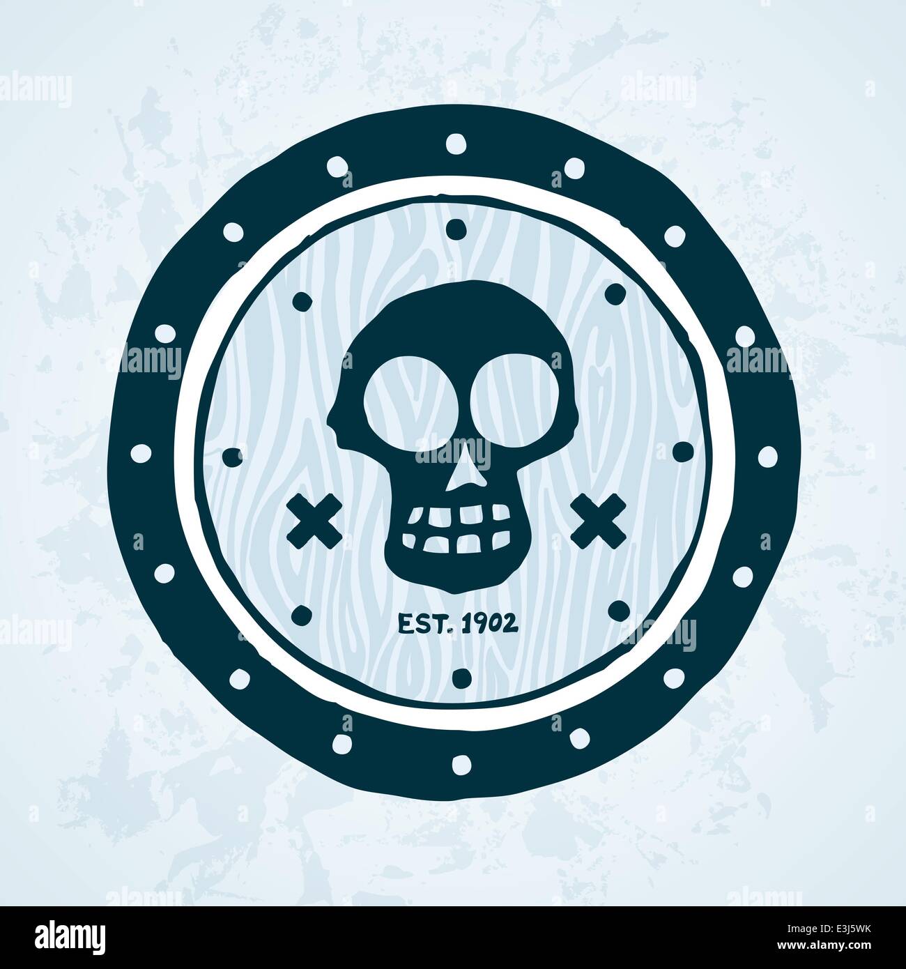 Hand-drawn vintage skull with wooden shield emblem Stock Vector Image ...