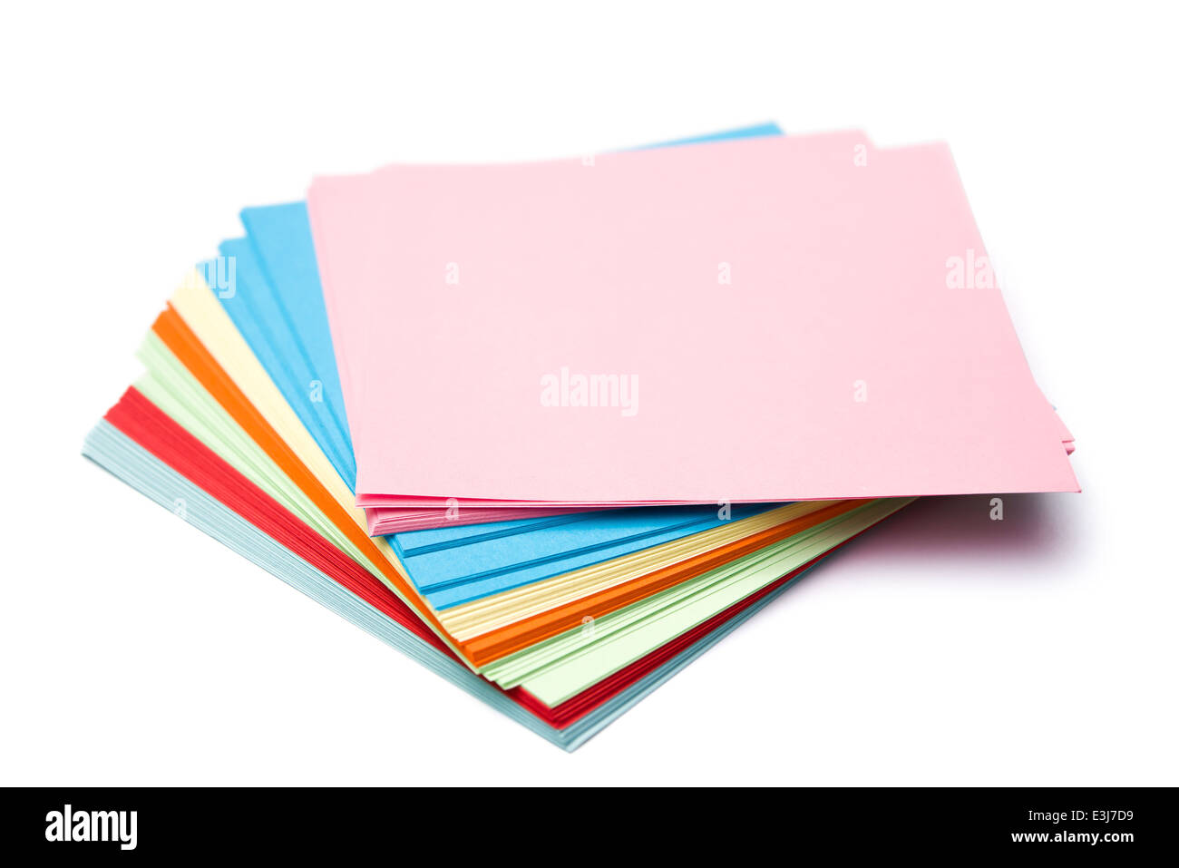 stack of colorful memo note on white with clipping path Stock Photo - Alamy