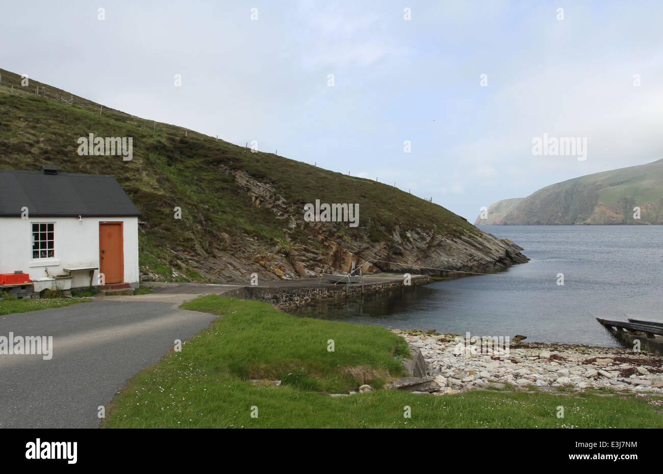 View of Saxa Vord across Burra Firth from Fiska Wick Unst Shetland ...