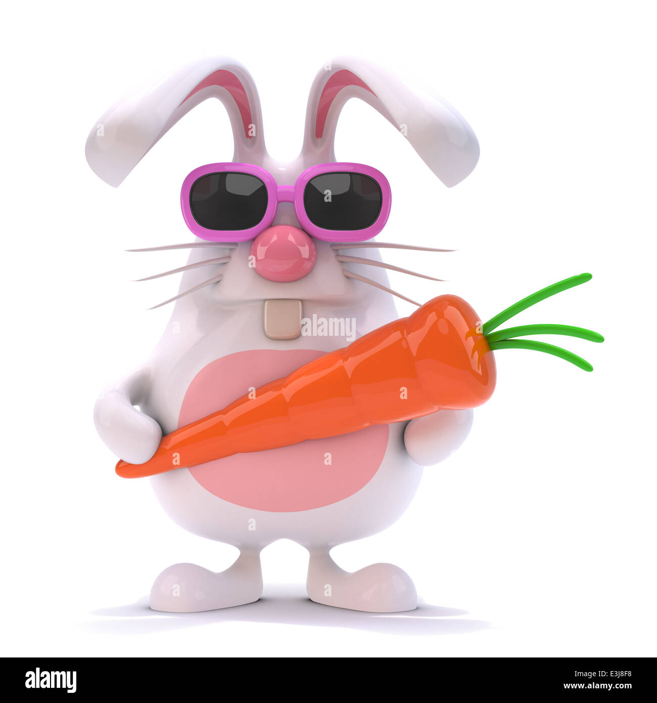 3d White rabbit is really into carrots Stock Photo - Alamy