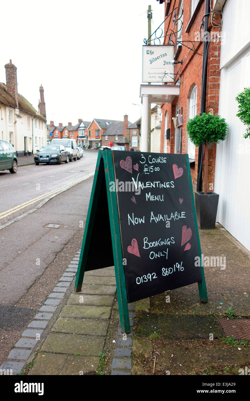 Silverton, Devon - The Silverton Inn Valentine Menu Stock Photo - Alamy