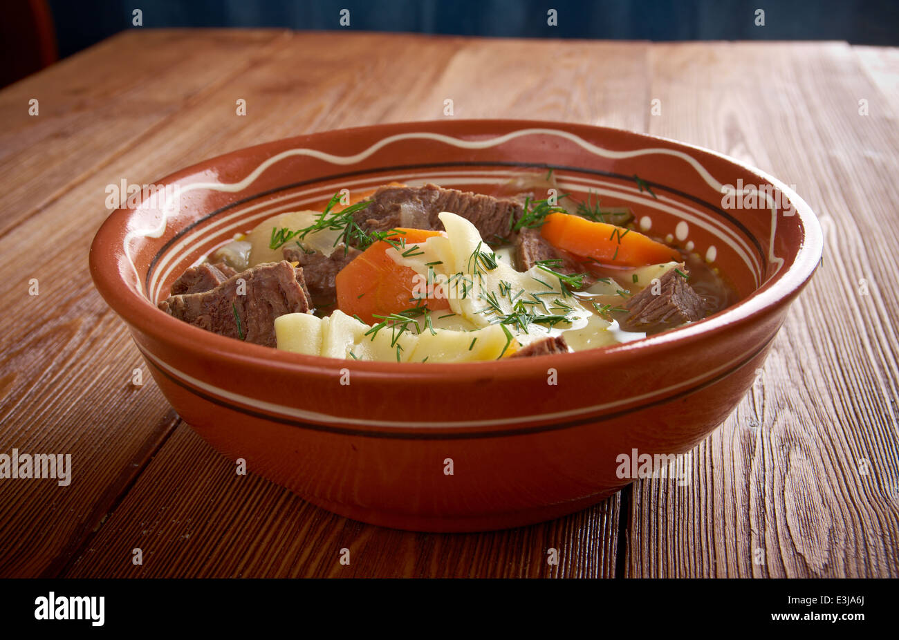 Kullama - national dish of some Turkic peoples.Traditional meat asian ...