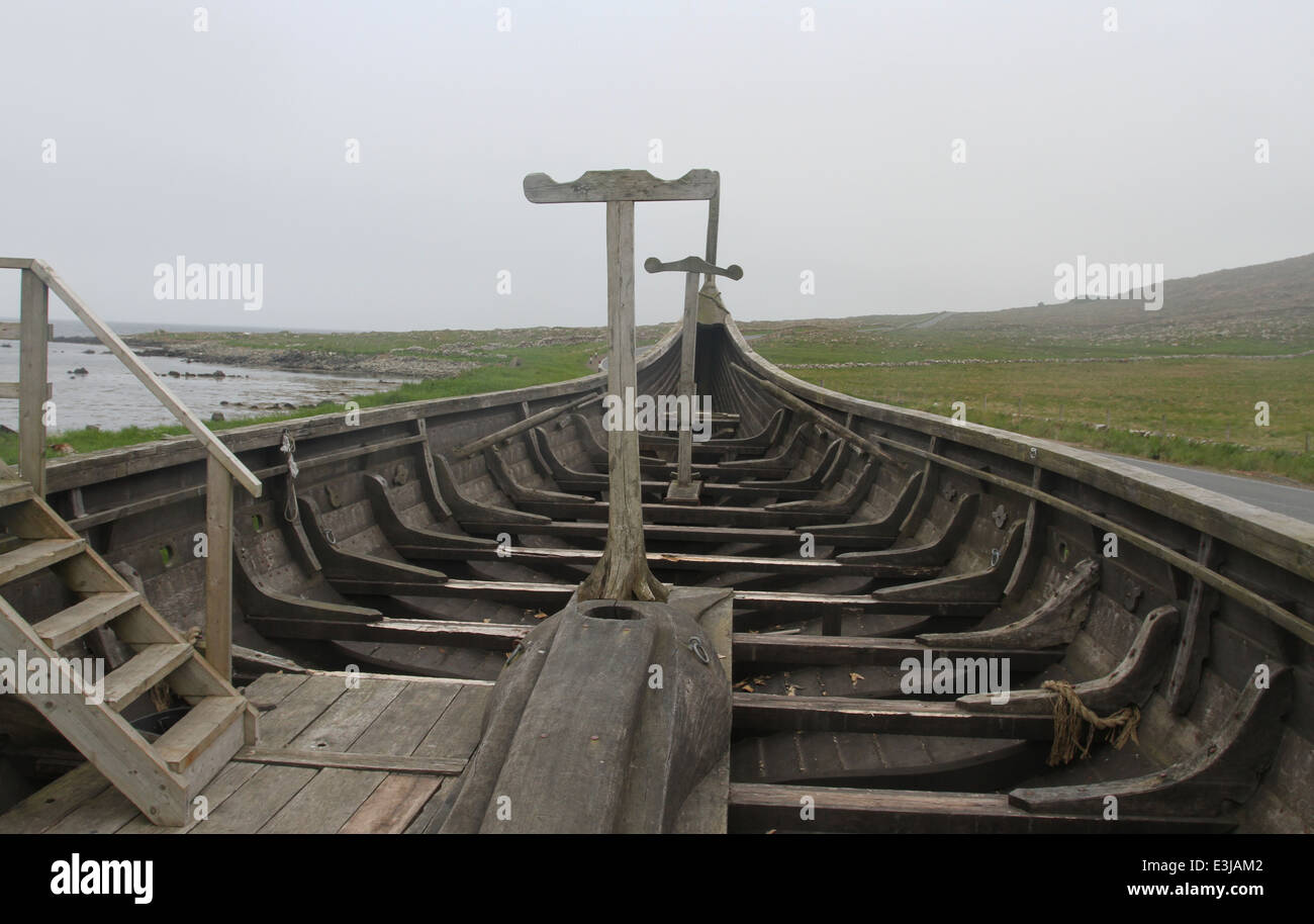 Replica viking long ship Haroldswick Unst Shetland Scotland June 2014 ...