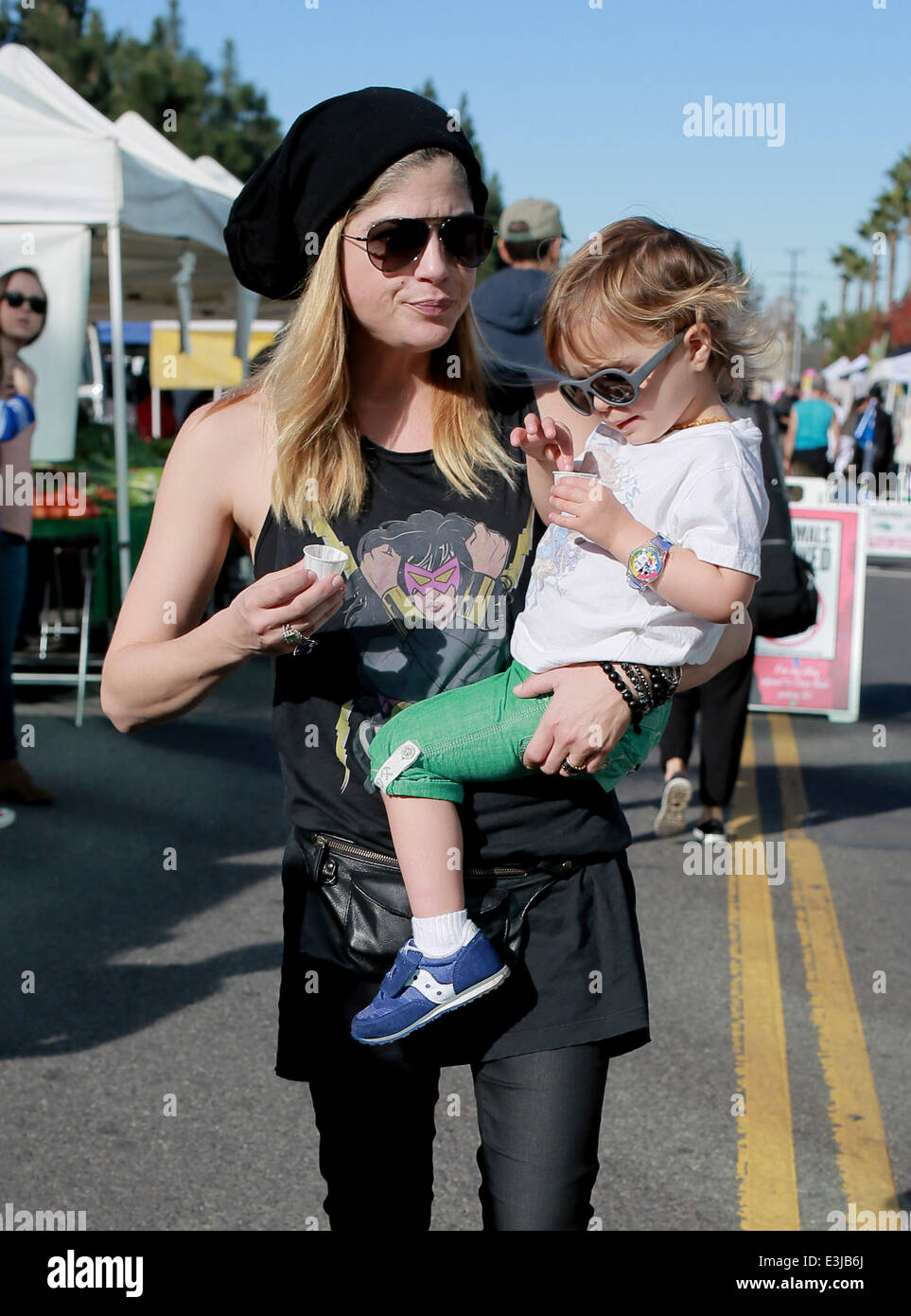 A blonde Selma Blair and her son Arthur Bleick seen at Laurel Canyon ...