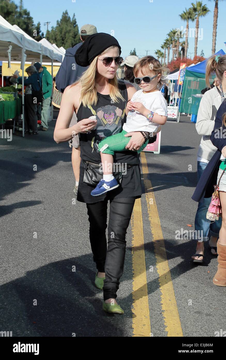 A blonde Selma Blair and her son Arthur Bleick seen at Laurel Canyon ...