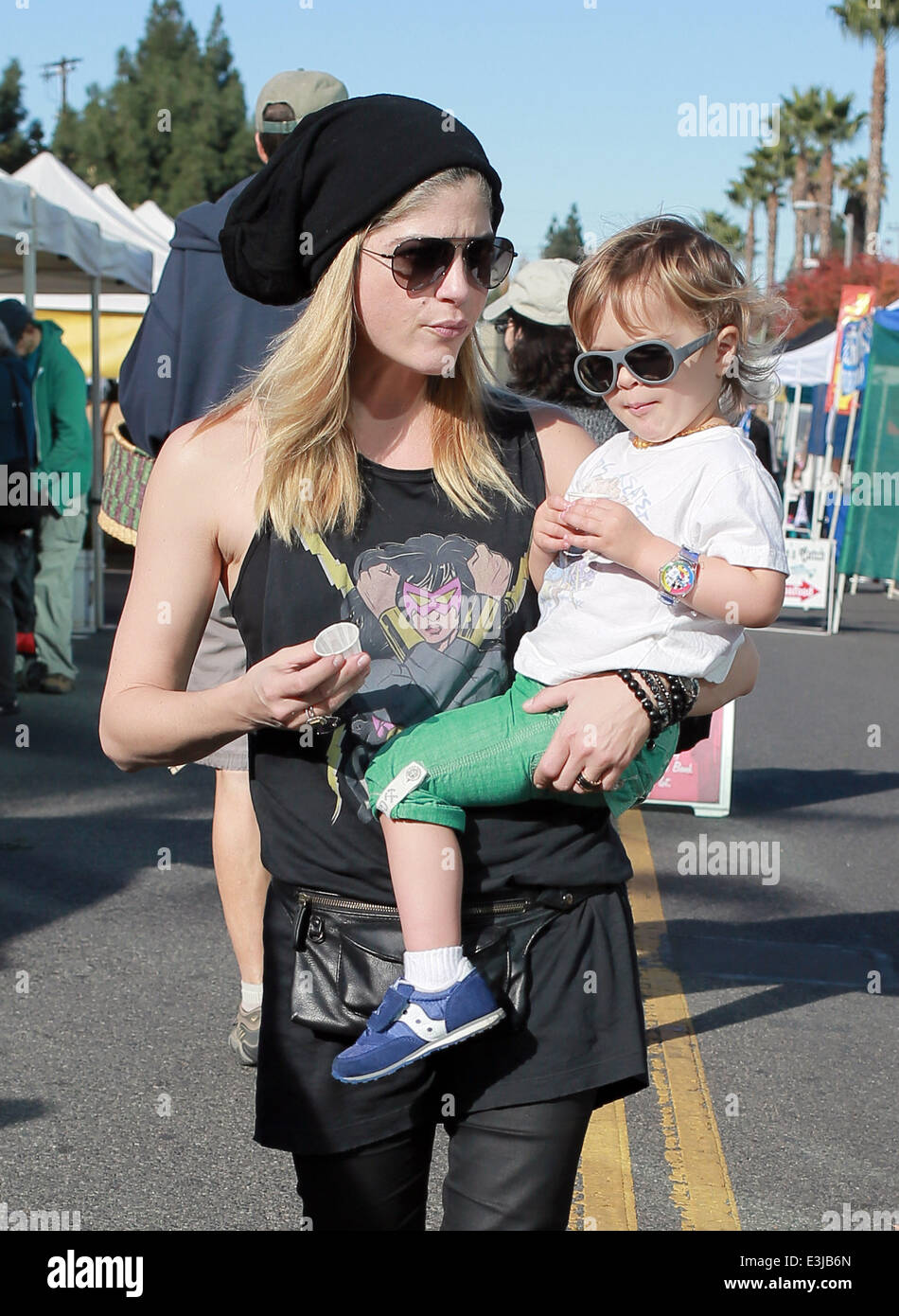 A blonde Selma Blair and her son Arthur Bleick seen at Laurel Canyon ...