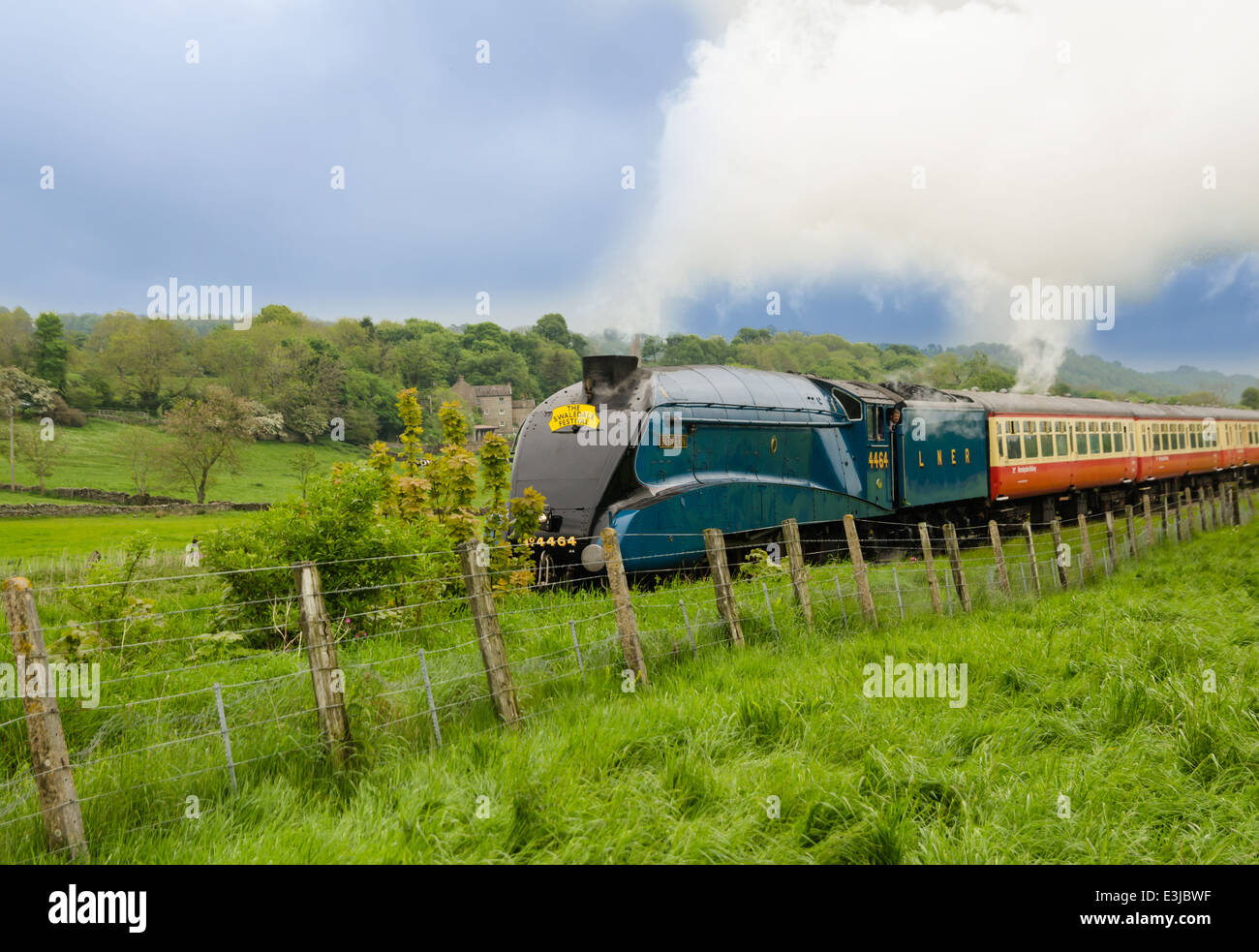 A4 class 'Bittern' steam train on the Wensleydale railway Stock Photo ...