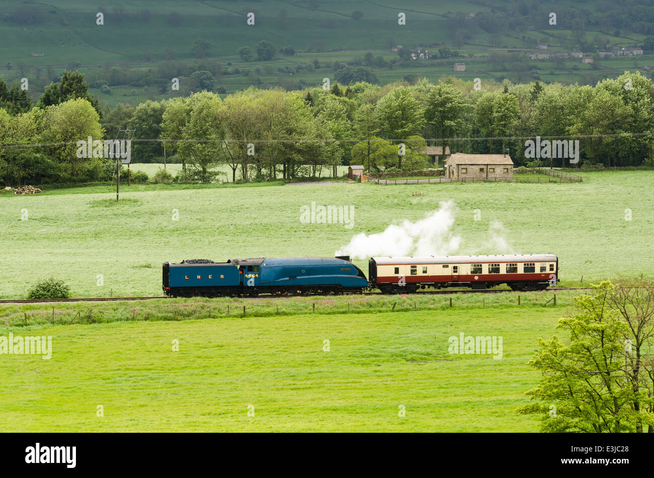 A4 class 'Bittern' steam train on the Wensleydale railway Stock Photo ...